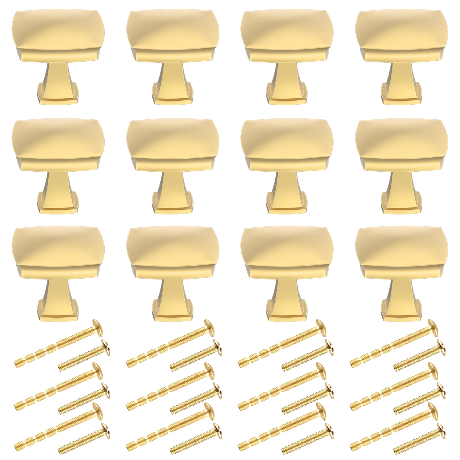 YIHATA 12 Pack 1-1/4" (30mm) Square Drawer Knob, Brass Kitchen Cabinet ...