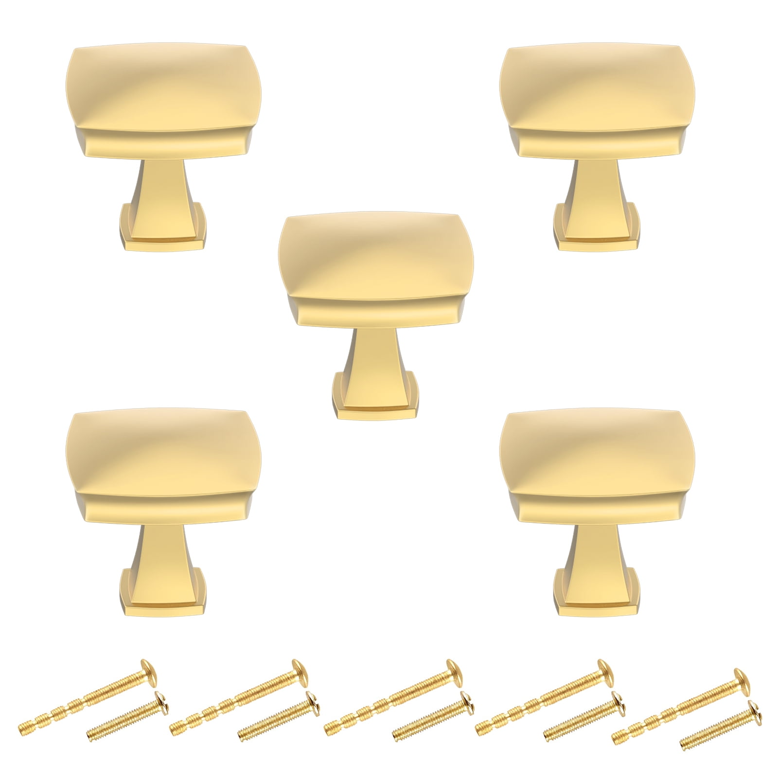 YIHATA 5 Pack 1-1/4" (30mm) Square Drawer Knob, Brass Kitchen Cabinet ...