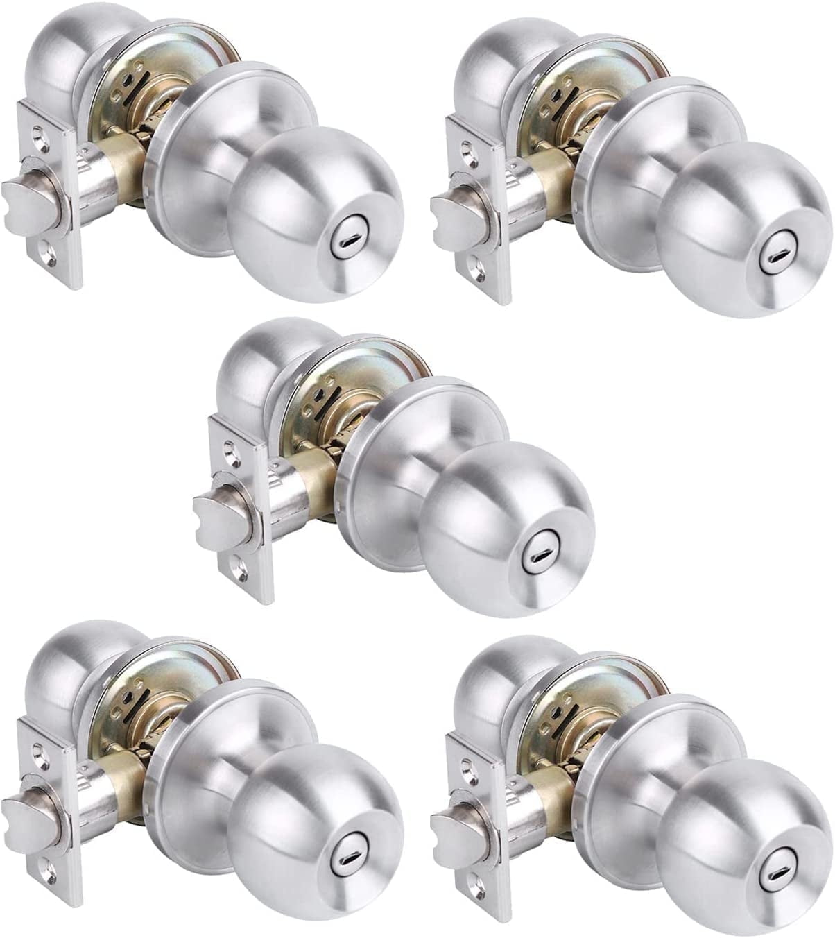 YIHATA 5 Pack Privacy Door Indoor Lockable Knobs, Keyless Round Set for ...
