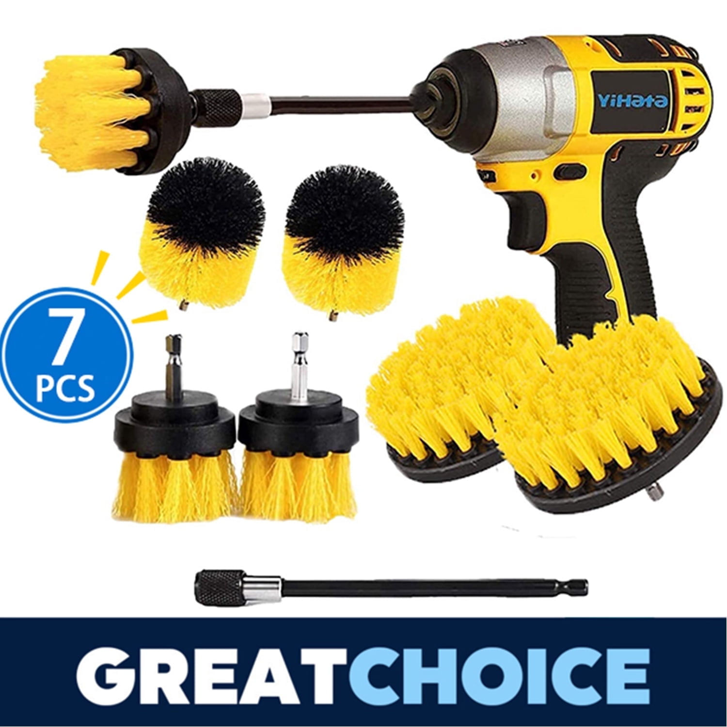YIHATA 7 Pcs Drill Brush Set, Power Scrubber for Cleaning, Nylon Stiff ...
