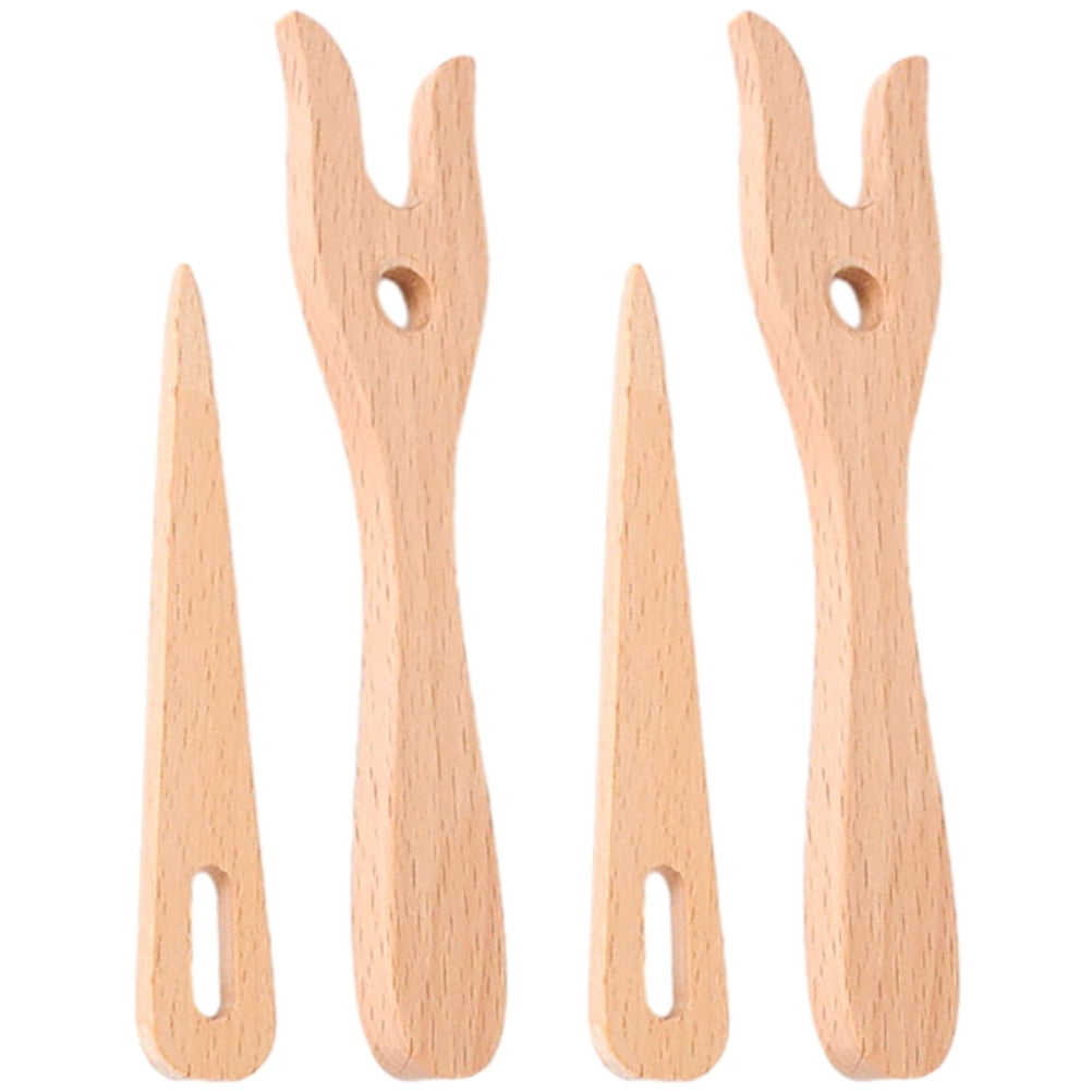 YIHONGMU 2 Sets of Wooden Knit Forks Multi-use Knitting Tools Woven ...