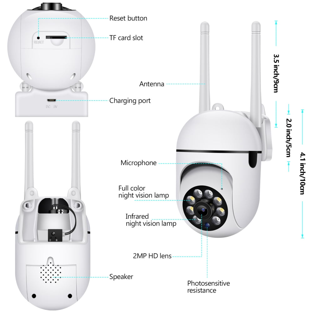 YIIOT 2.4+5G Dual Frequency WiFi IP Camera 4X Zoom Outdoor Surveillance ...