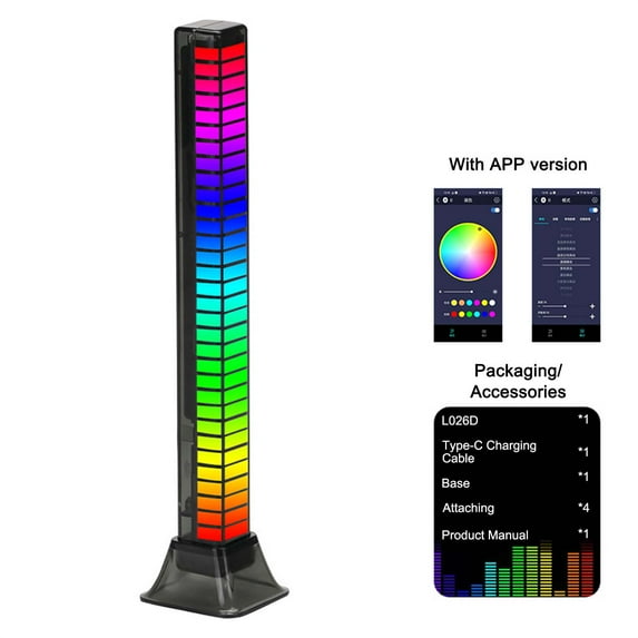 YIIYRY RGB Rechargeable Sound Control Light with App Control,16 LED 18 ...