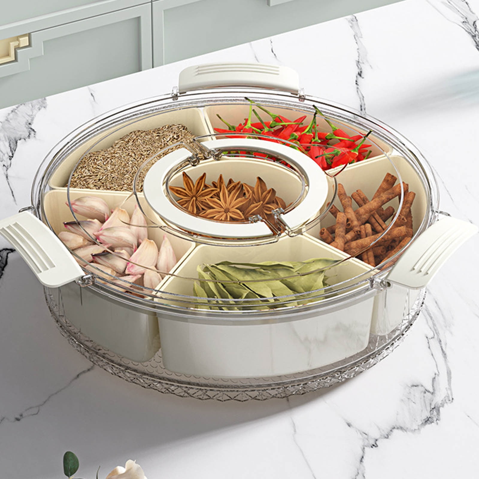 YIKA 6-Compartment Airtight Spice & Snack Storage Box with Handle ...