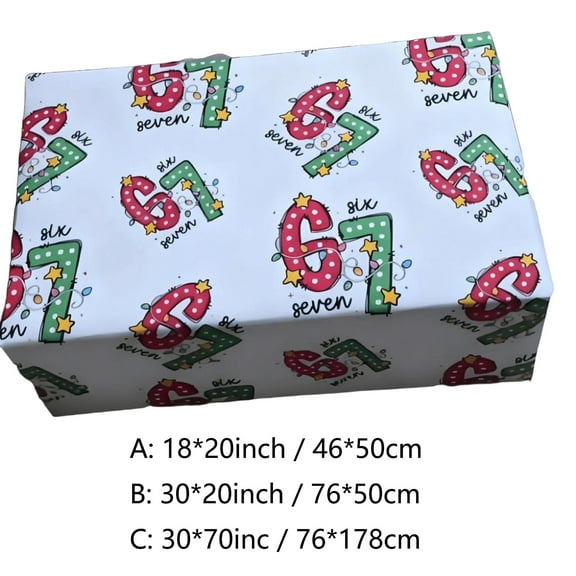 67 Christmas Wrapping Paper, Xmas Gift Wrap, Six Seven Holiday Presents ...