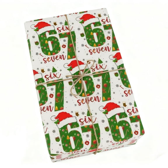 67 Christmas Wrapping Paper, Xmas Gift Wrap, Six Seven Holiday Presents ...