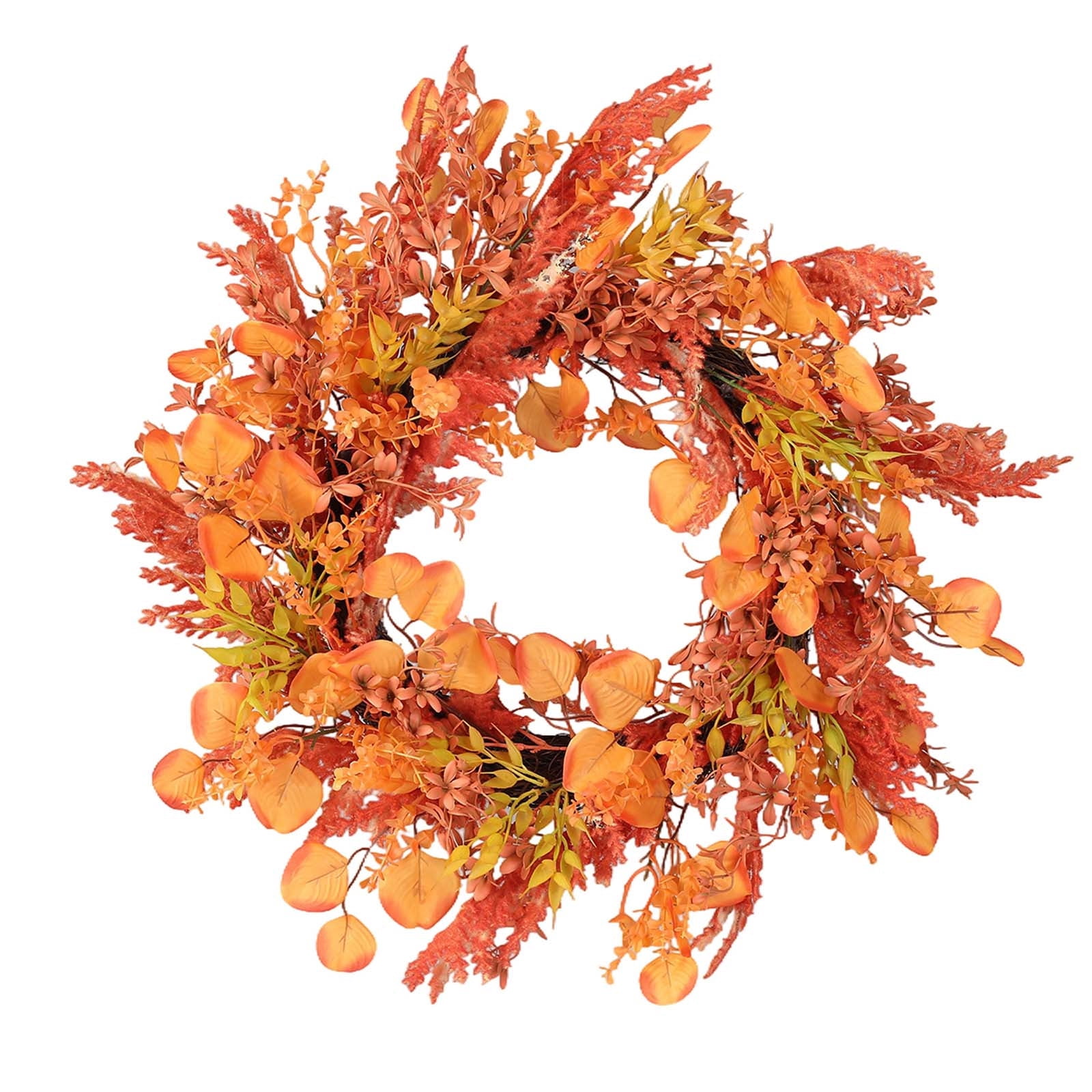 YIKA Halloween Decoration Pumpkin Wreath Maple Leaves And Sunflowers ...