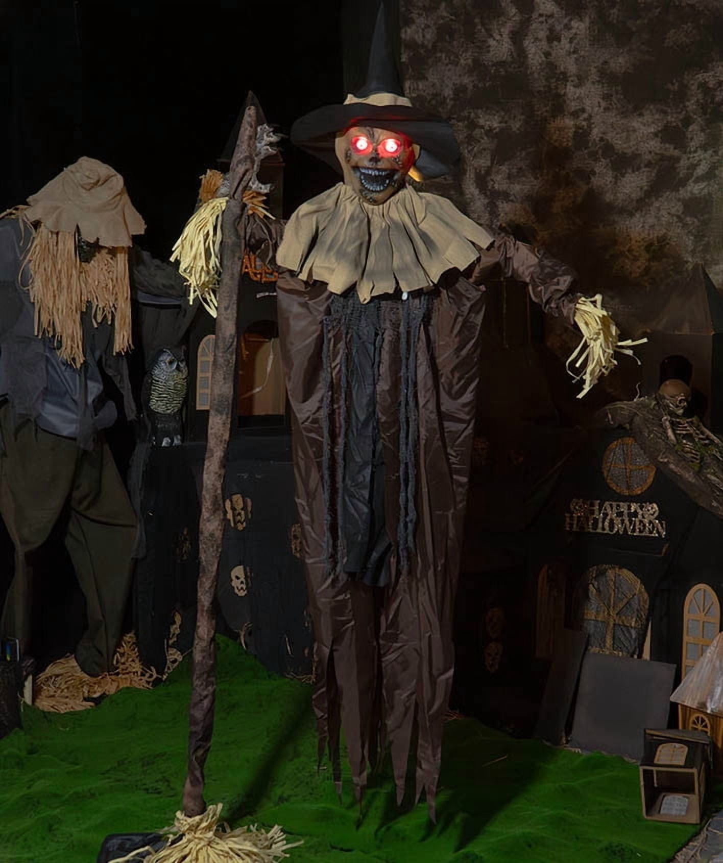 YIKA Halloween Decorations Halloween Brooms-Grabbing Scarecrow Figurine ...