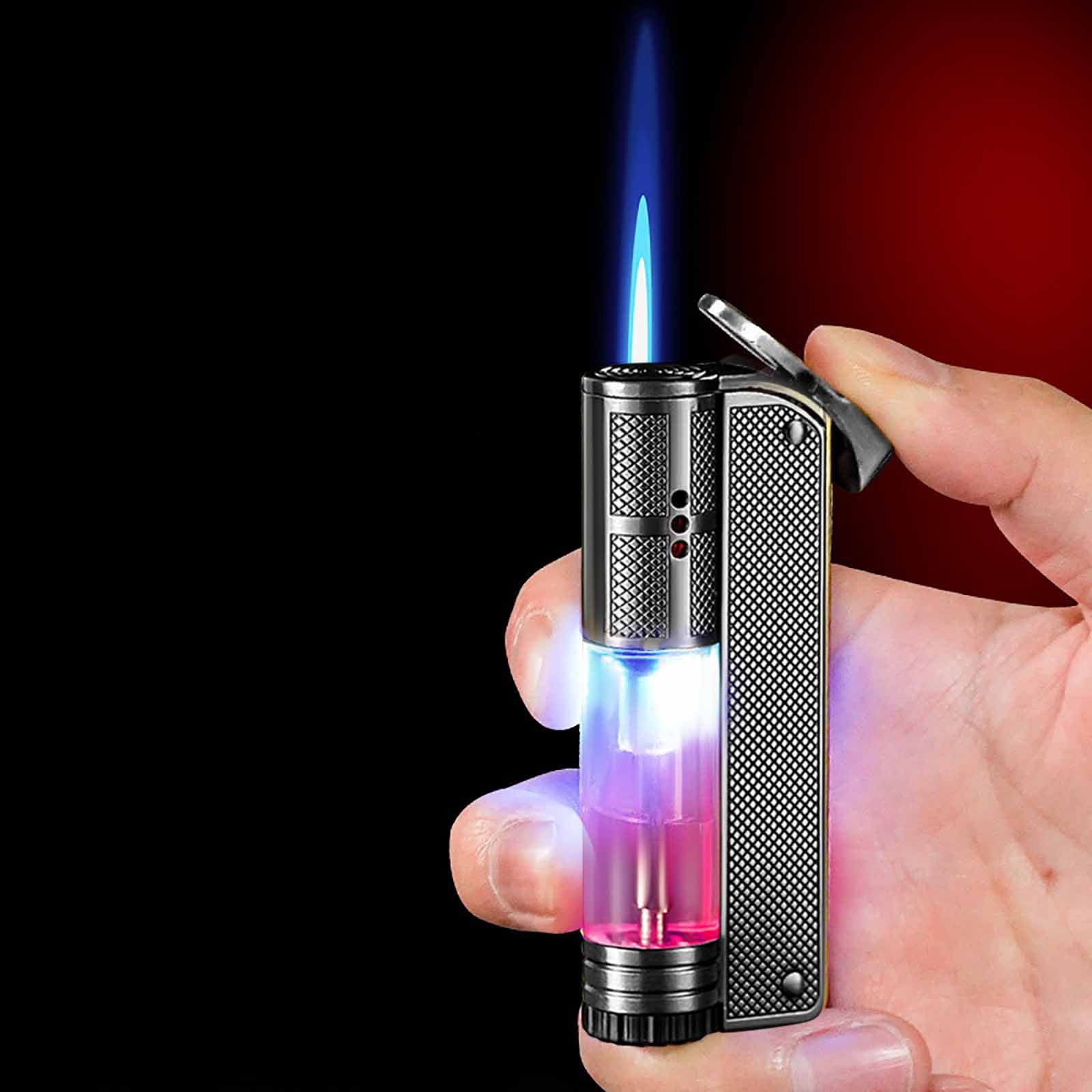 YIKA Transparent Gas Bin Light Light Direct Lighter Portable Blue Flame ...