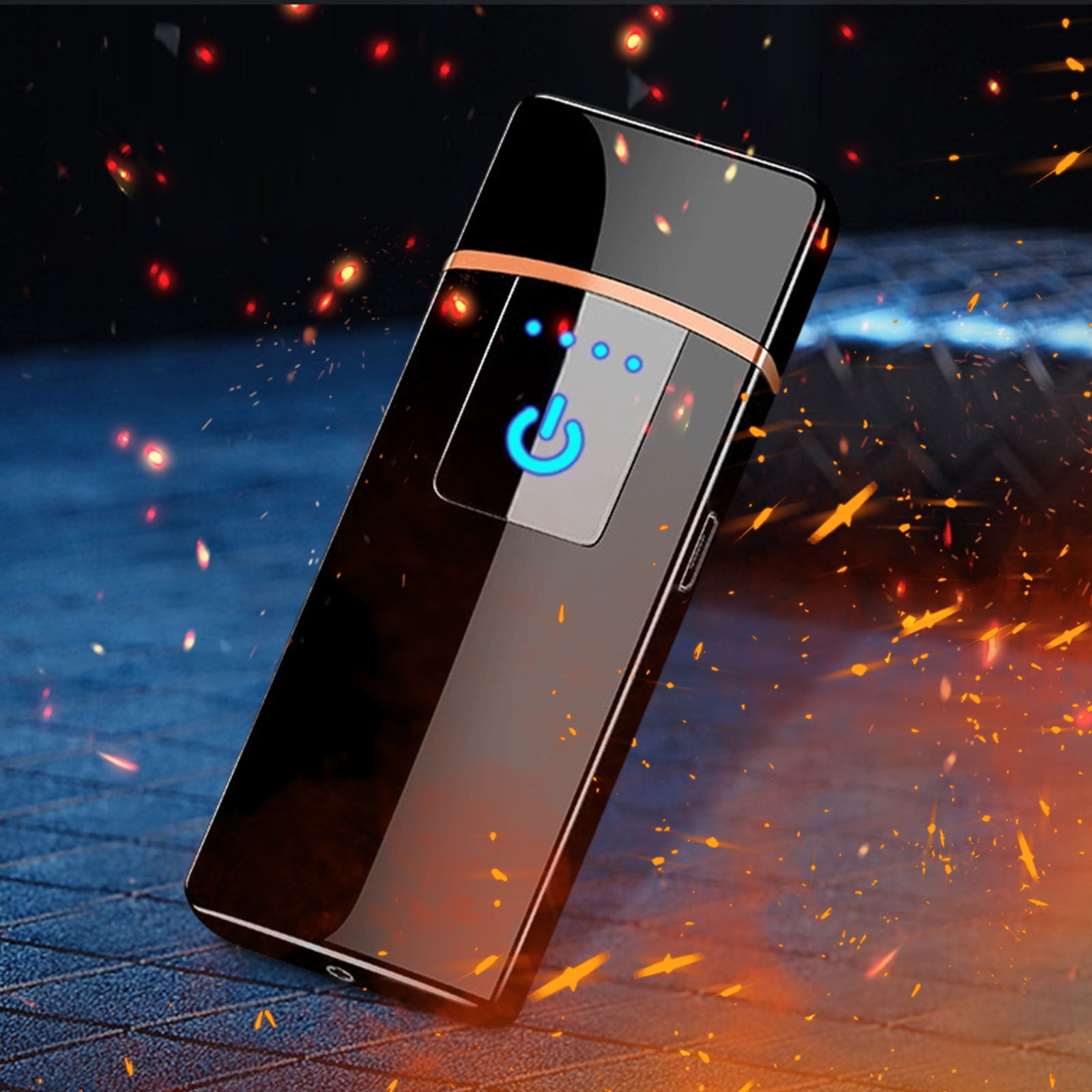 YIKA USB Charging Rechargeable Flameless Lighter Screen Induction Black ...
