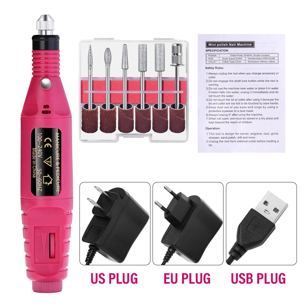 YIKOOLIN Electric 20000 RPM Nail Drill Kit Portable Nail File Machine ...