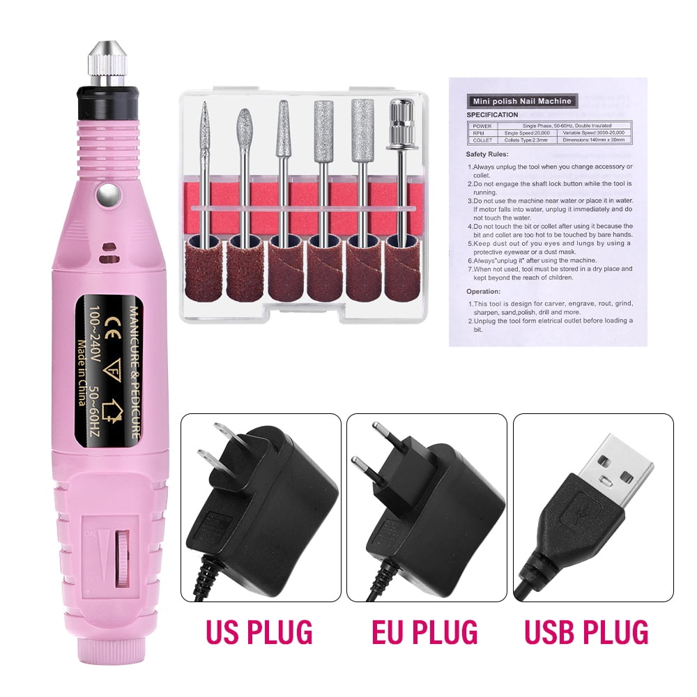 YIKOOLIN Electric 20000 RPM Nail Drill Kit Portable Nail File Machine ...