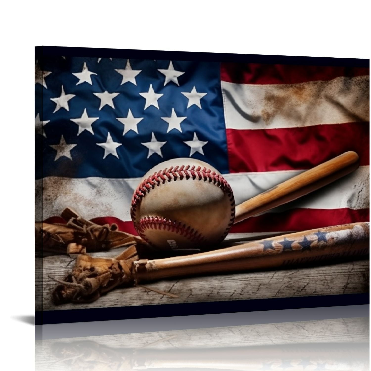 YIKUMA Boy Bedroom Vintage Wall Art Decorations Baseball Gear in Front ...