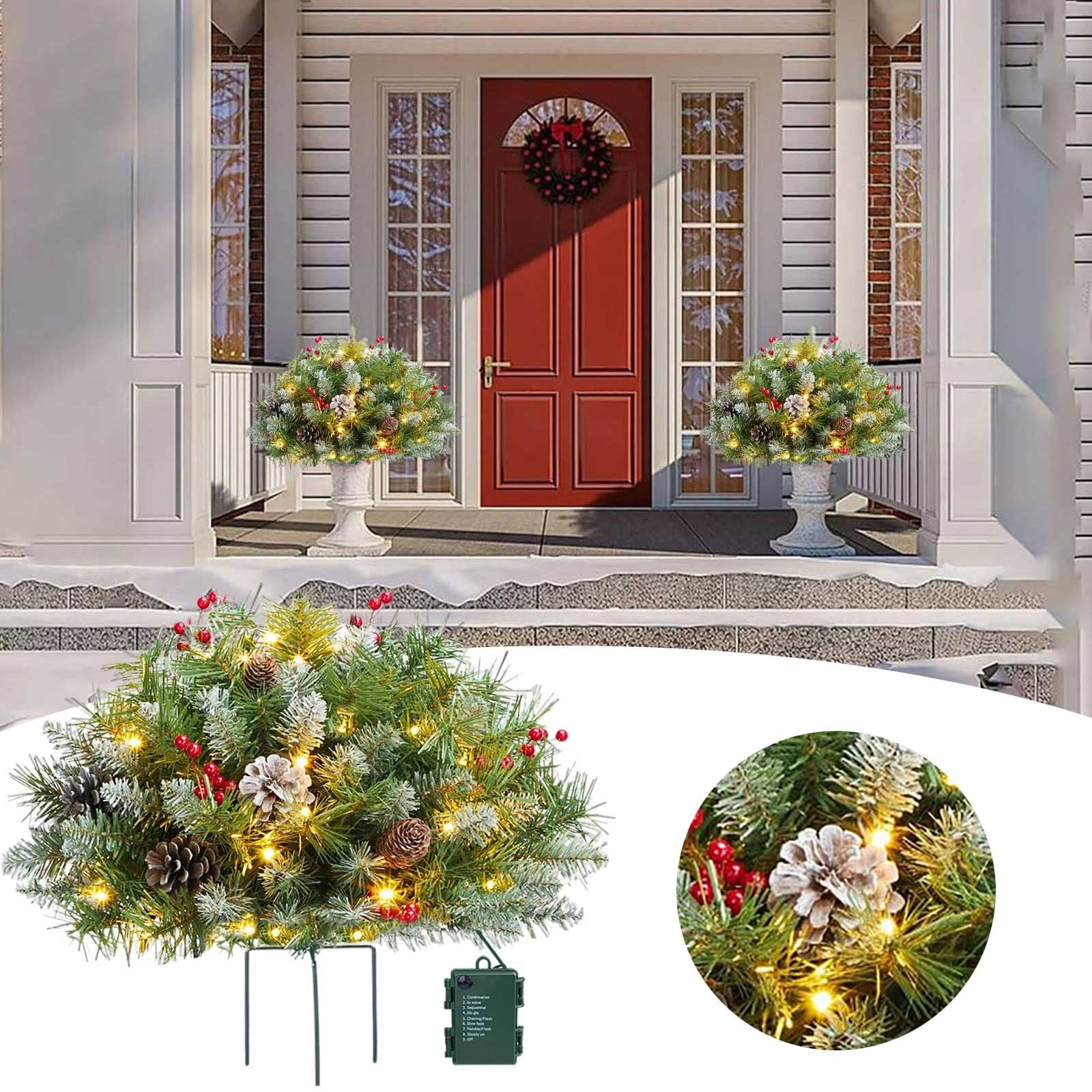 YILANP Christmas Tree Urn Filler, Lighted Artificial Xmas Pine Trees ...