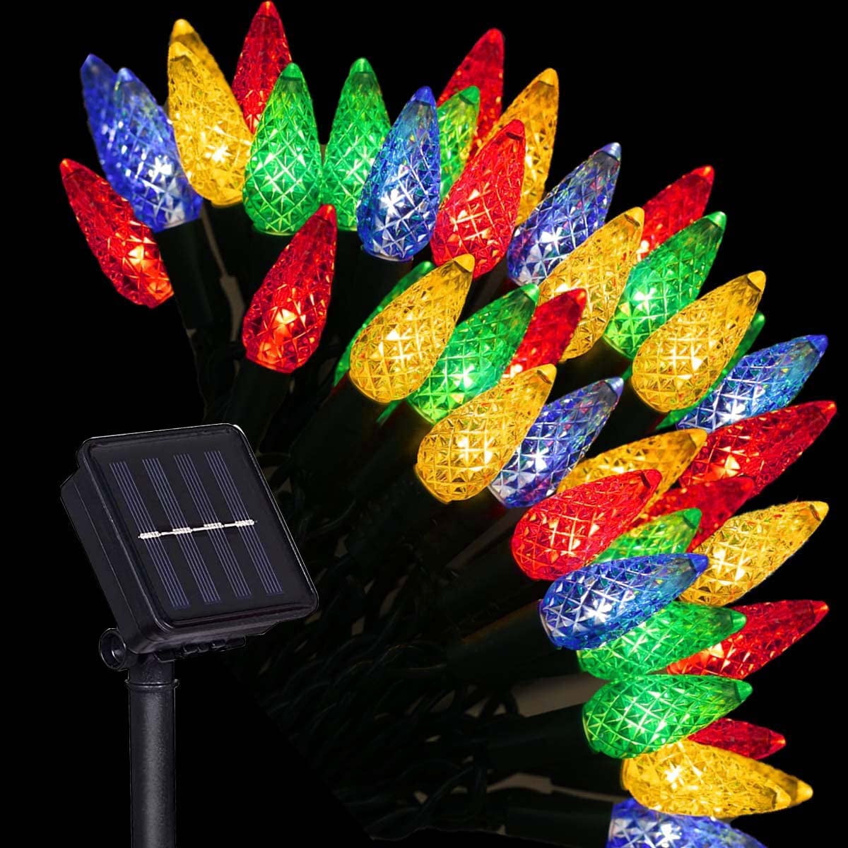YILELLE Outdoor Decor 23 ft Solar Powered Waterproof LED Twinkling ...