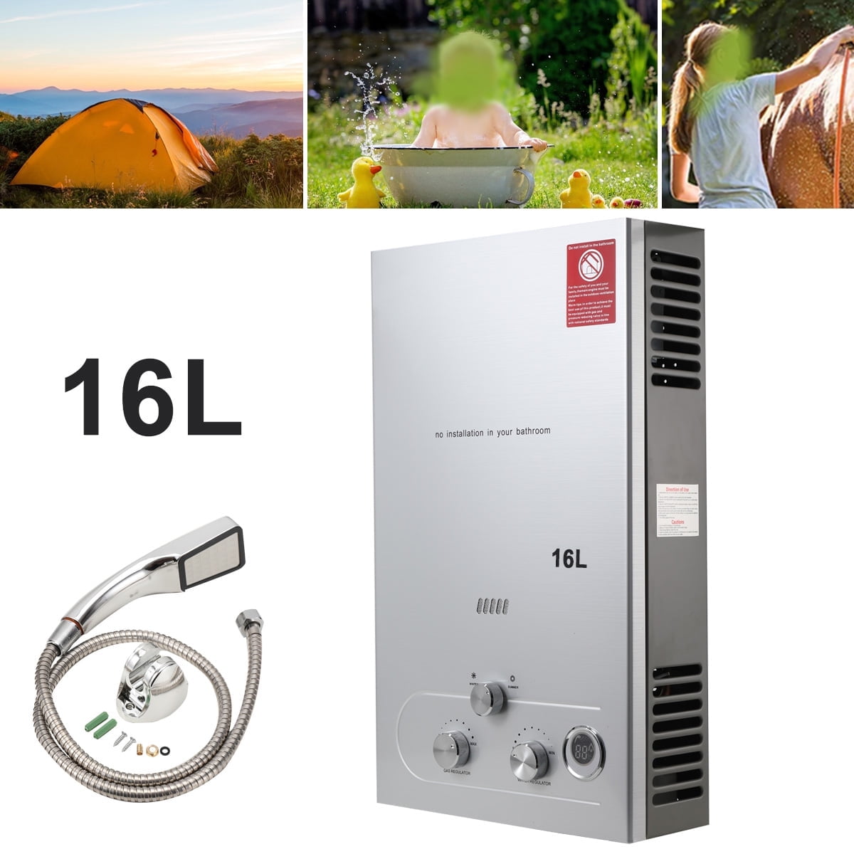 YILIKISS 16L Portable Gas Hot Water Heater LPG Shower Camping Outdoor Instant Heating - Walmart.com