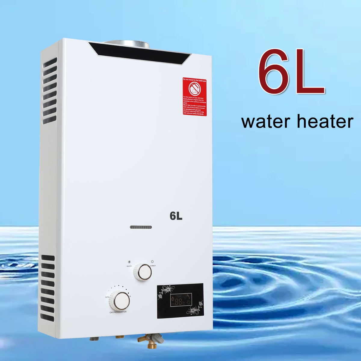 YILIKISS 6L Liquid Propane Gas Portable Tankless Water Heater LPG Instant Hot Water Heater W ...