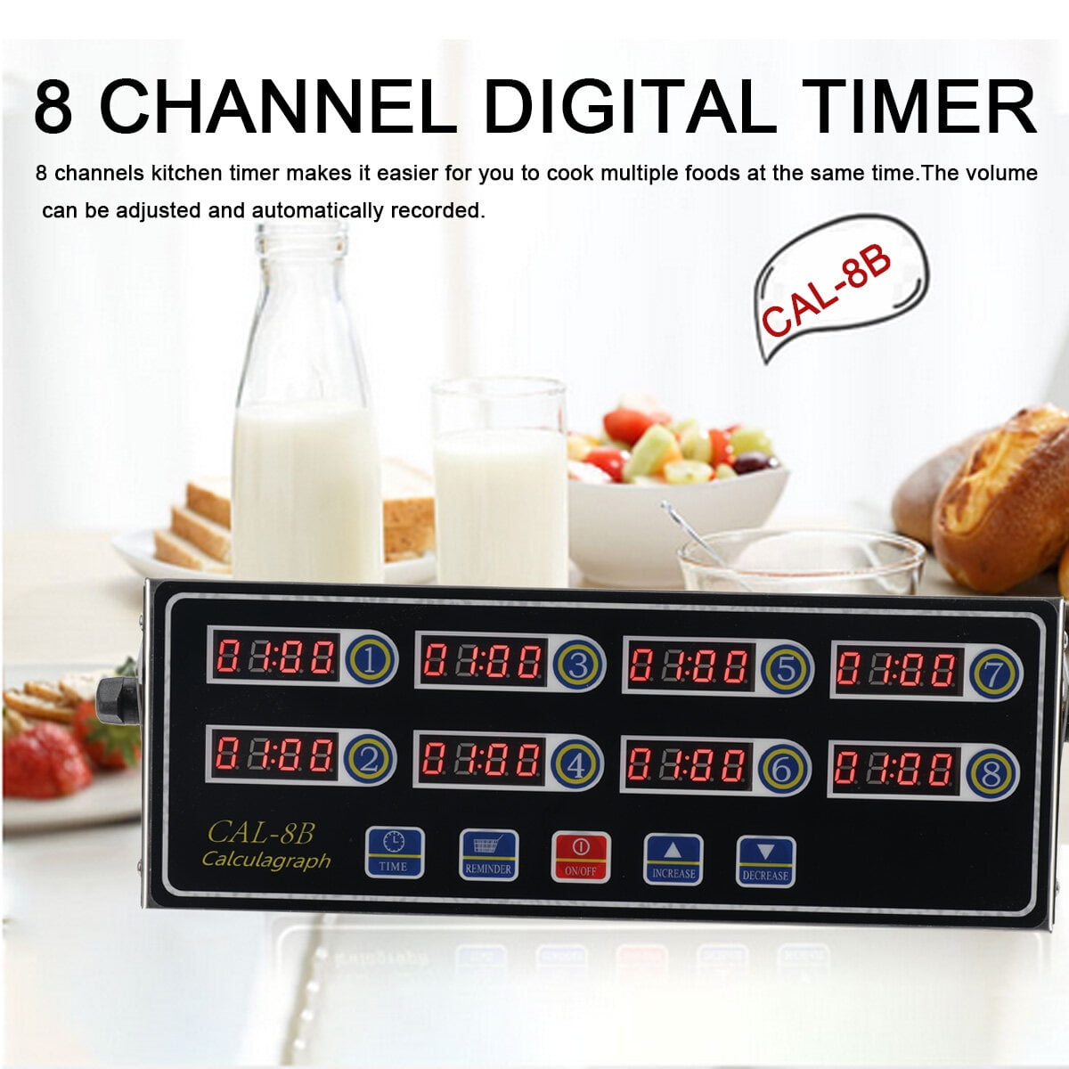 YILIKISS Commercial 8 Channel Digital Timer Calculagraph Kitchen Loud Alarm Countdown - Walmart.com