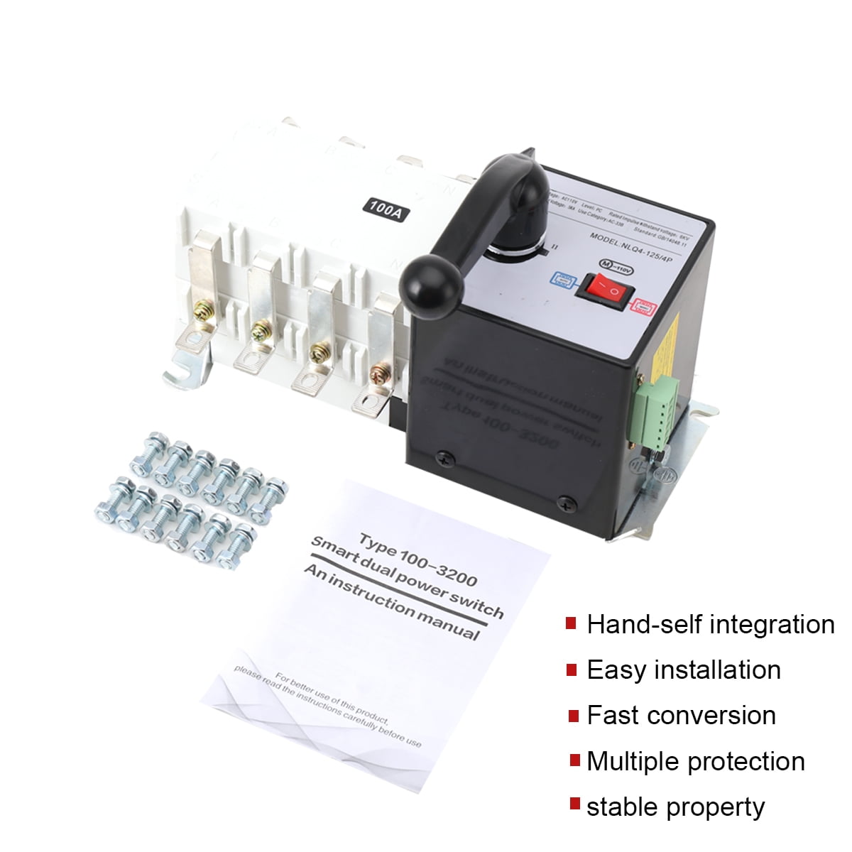 YILIKISS Isolation Type Dual Power Controller ATS 110V 100A/4P ...