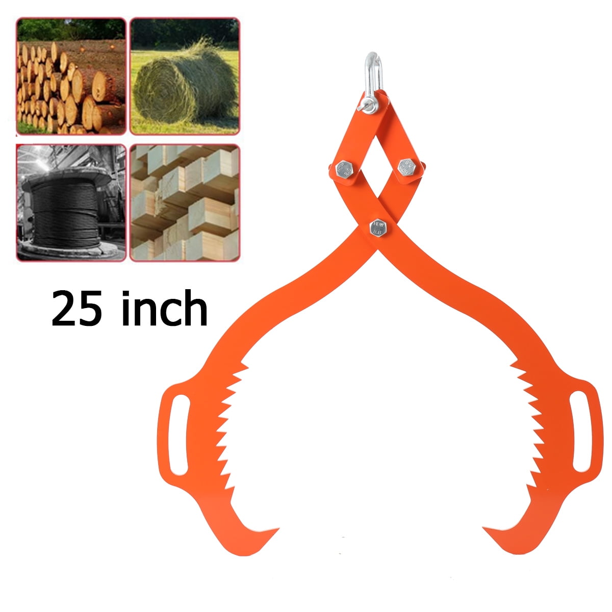 YILIKISS Log Skidding Tongs, 25 inch 2 Claw Log Lifting Tongs, Heavy Duty Rotating Steel Lumber ...