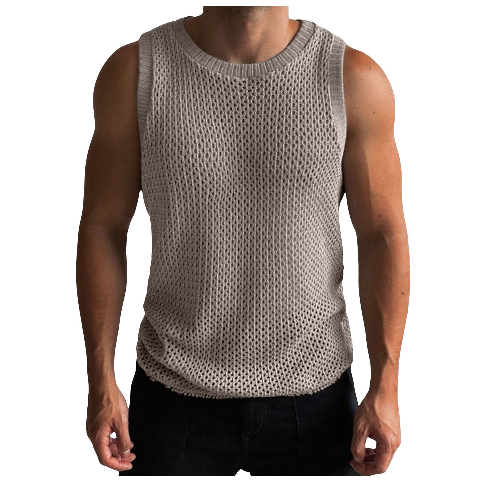 YILINDER Mens Tank Tops Fishnet Mesh Tank Tops Sexy See Through Workout ...