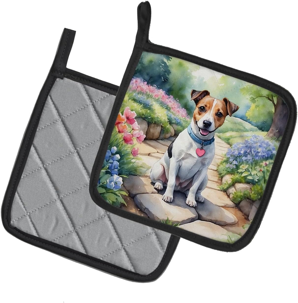 YILOSF-Jack Russell Terrier Spring Path Pair of Pot Holders Kitchen ...