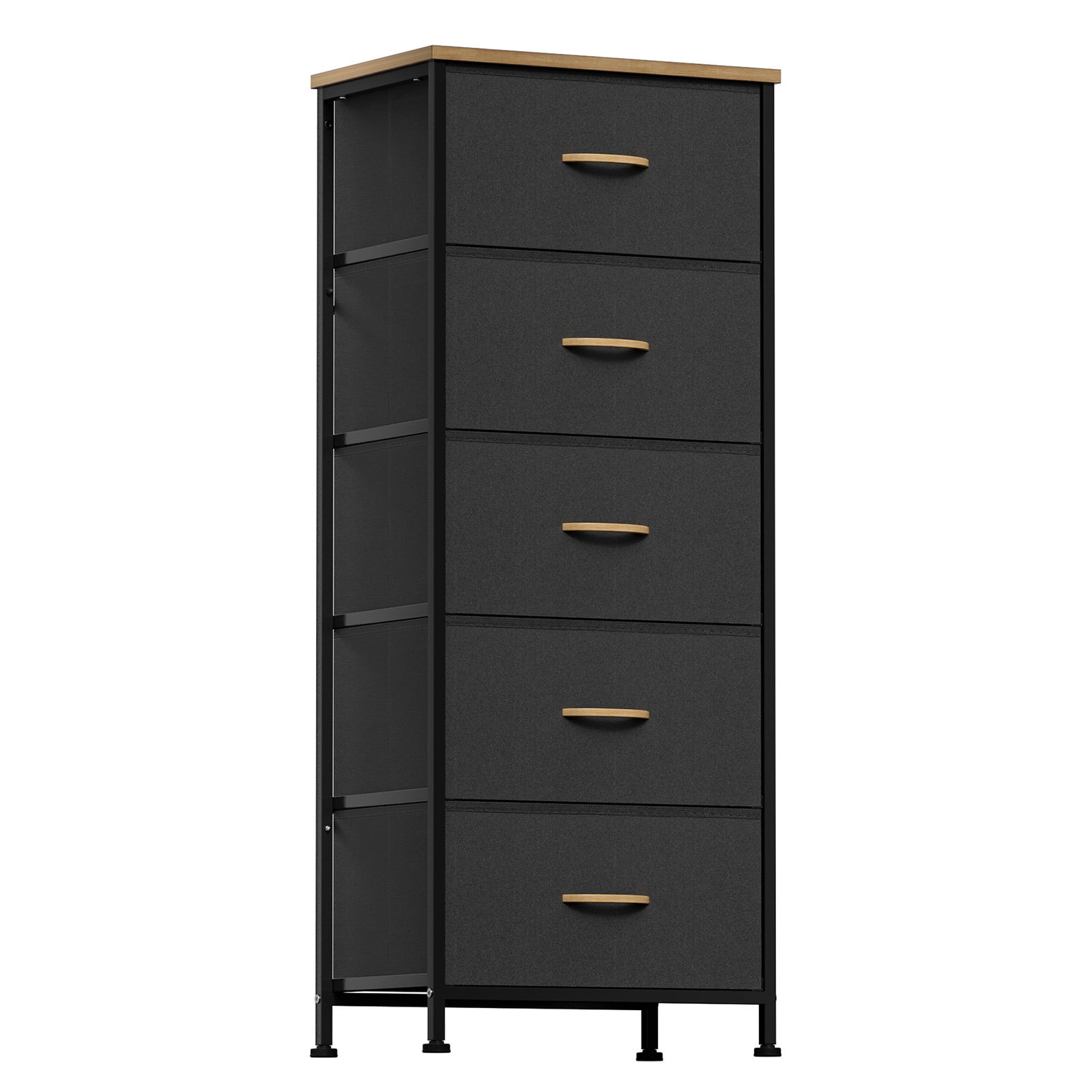 YILQQPER 5 Drawer Dresser, Tall Storage Tower with Fabric, Metal Frame ...