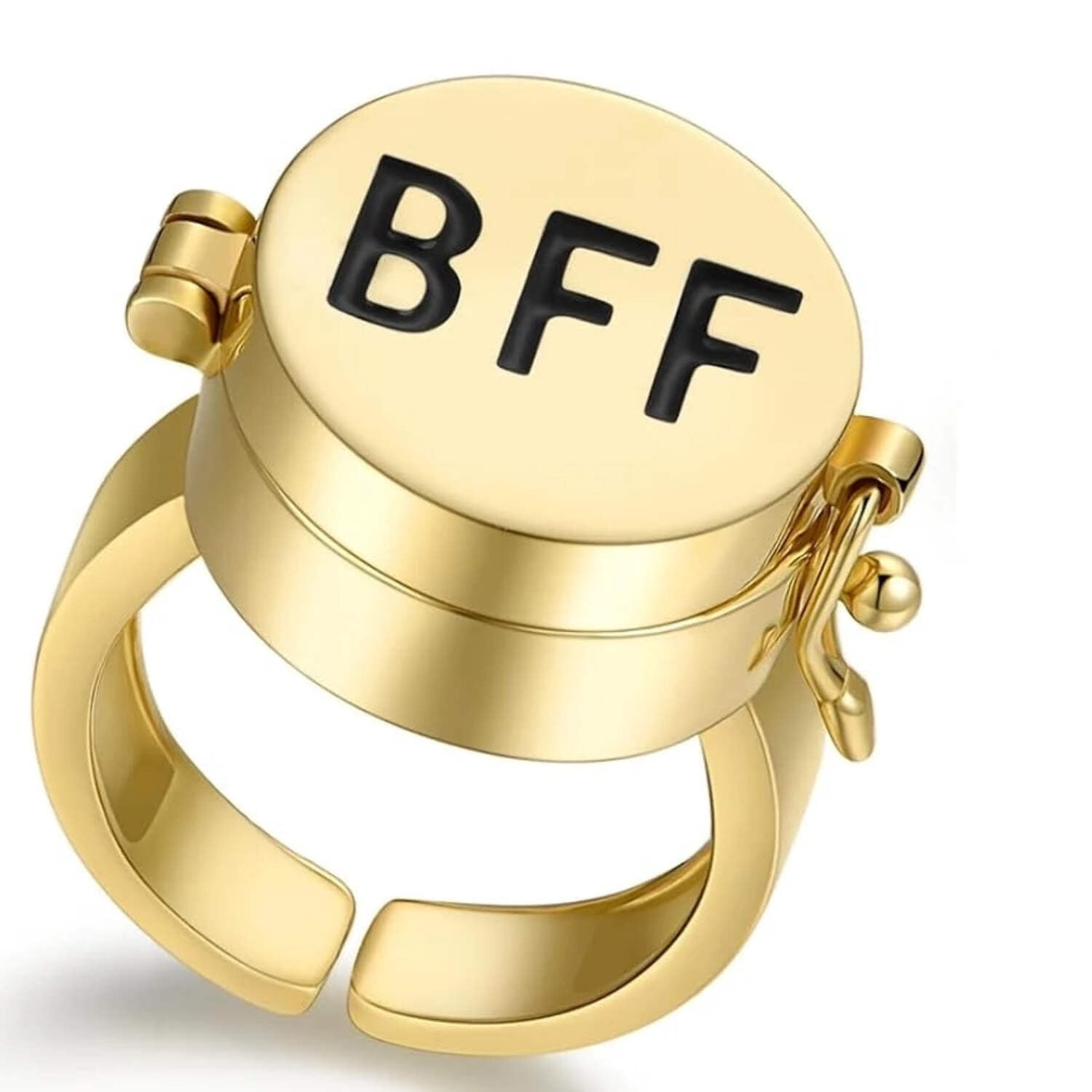 YILUOCD 2 Pcs Gold Color Spinner BFF Matching Rings Best Friend Open ...