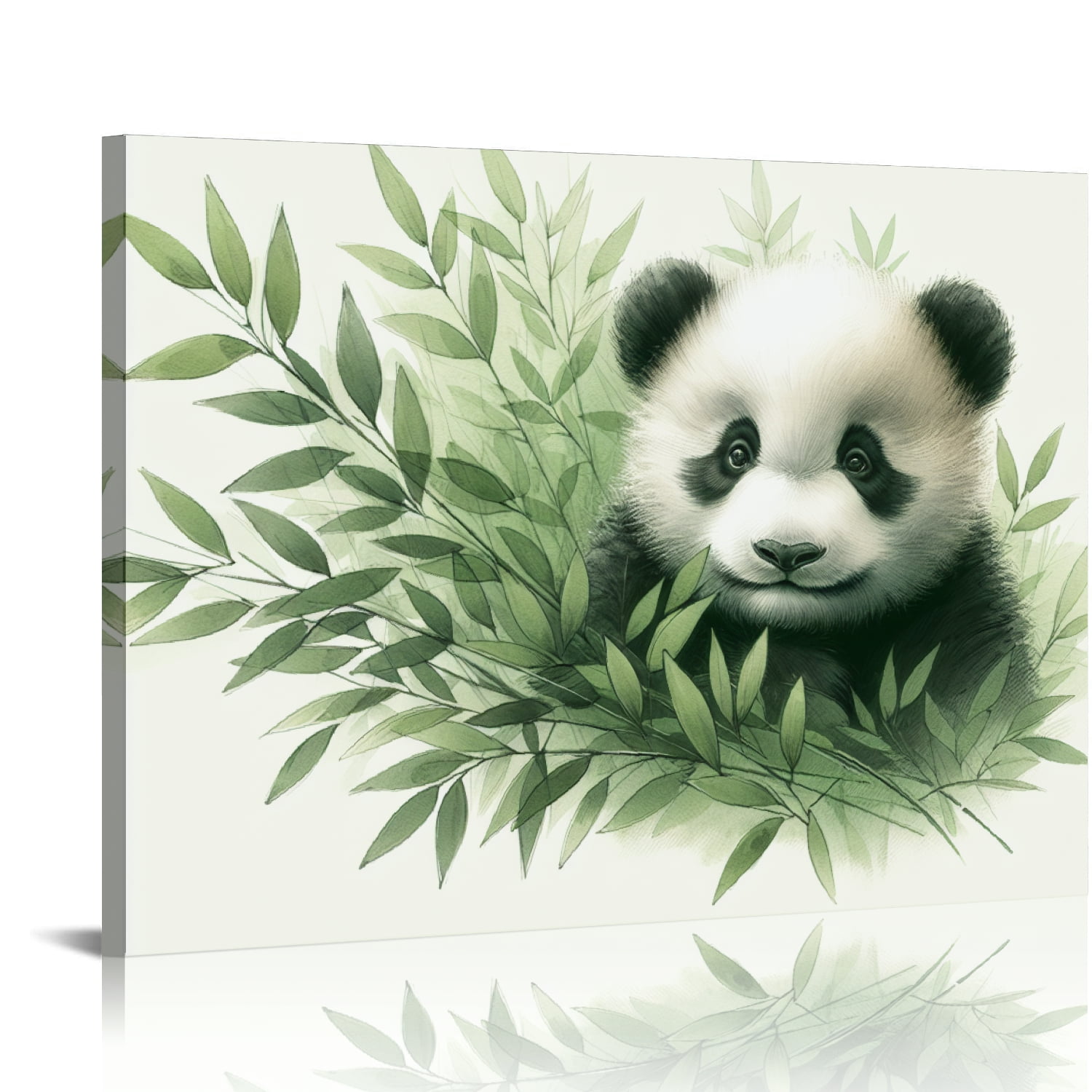 YILUYINQING Panda Bamboo Leaves Print on Canvas Wall Decor, Home Art ...