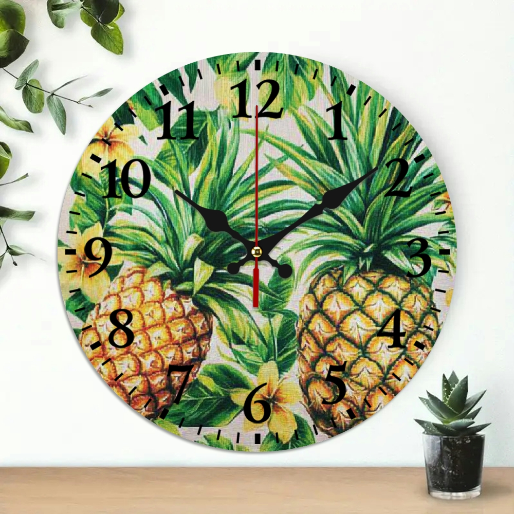 YILUYINQING Pineapple Palm Leaves Jungle Wall Clock Wall Art Decor 10 ...
