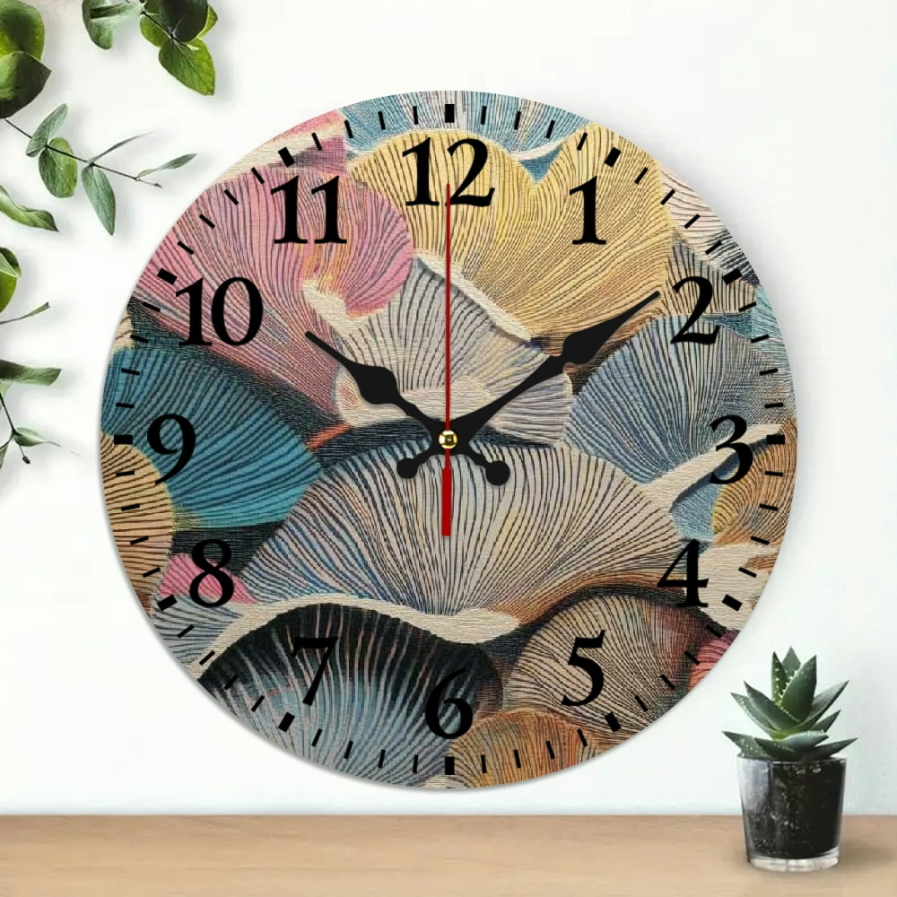 YILUYINQING Shells Wallpaper Wavy Shapes Round Wooden Wall Clock Wall ...