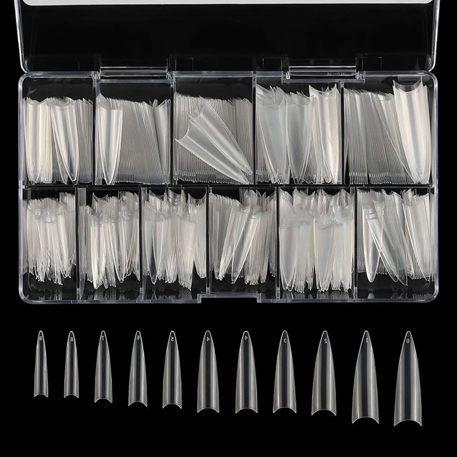 YIMART 500pcs/Box Clear Acrylic Medium Long Stiletto Nail Tips Easy ...