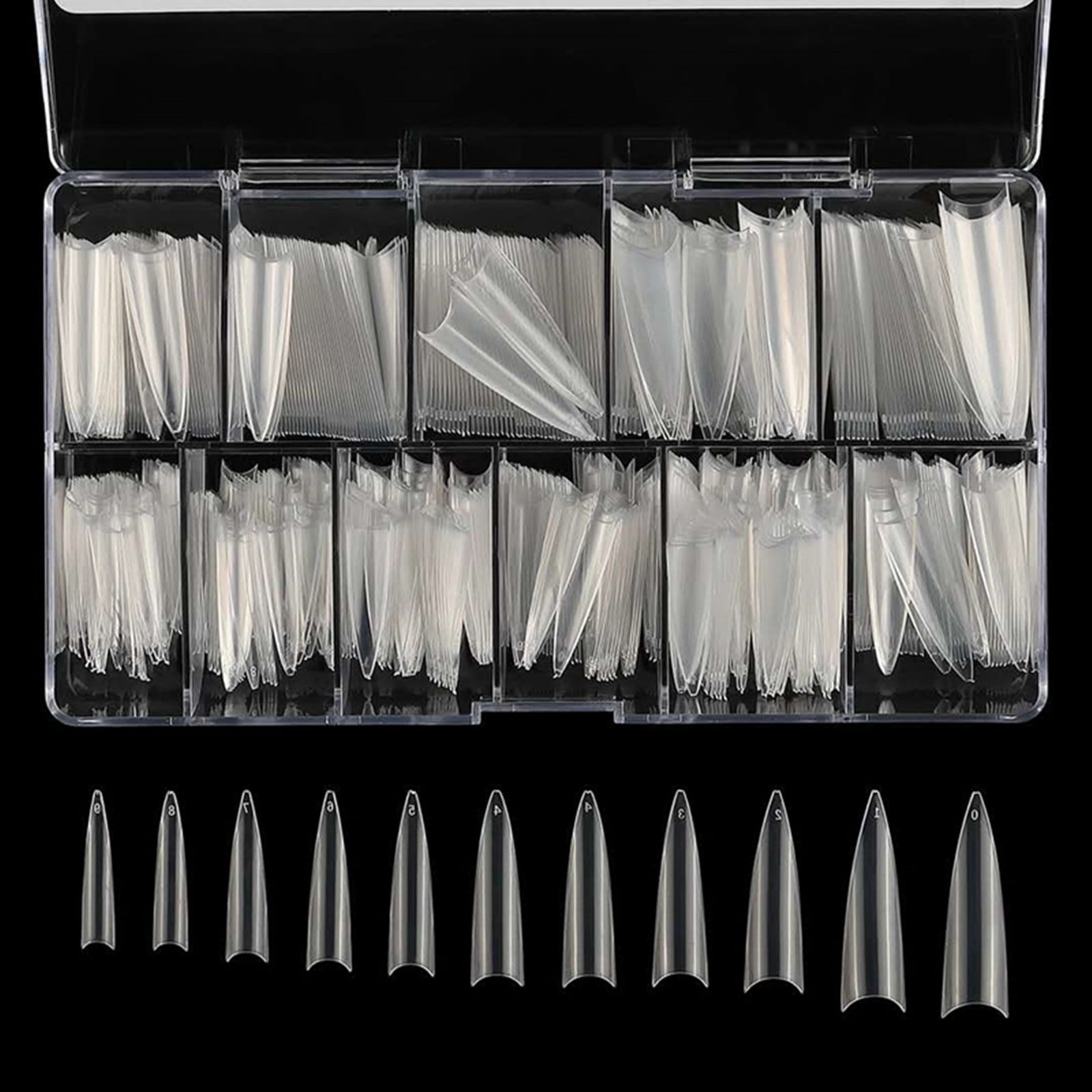 YIMART 600pcs Box Clear Acrylic Medium Long Stiletto Nail Tips Easy ...