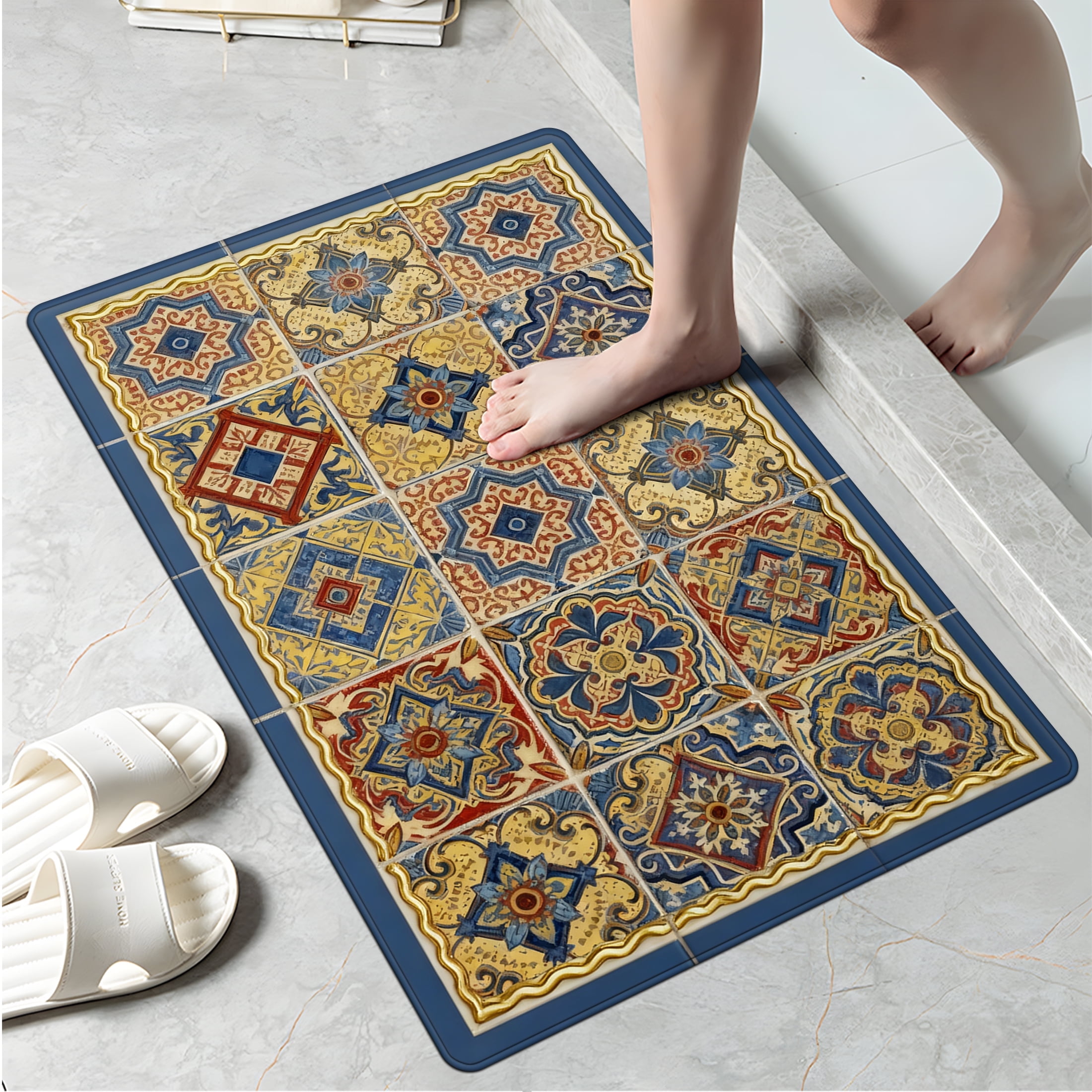 YIMEIS Festive tiles Kitchen Mat Rug - 1Pcs Perfect for Kitchen Counter ...