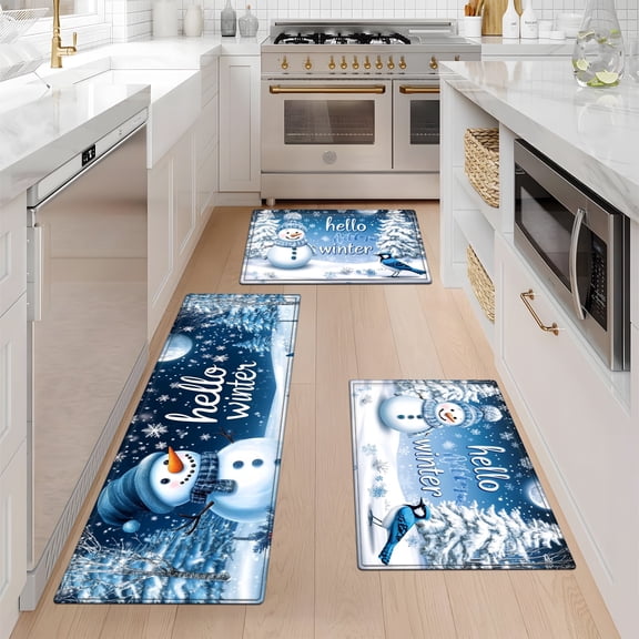 Buffalo Plaid Tree Gnomes Black Merry Christmas Kitchen Rugs Set of 2 ...