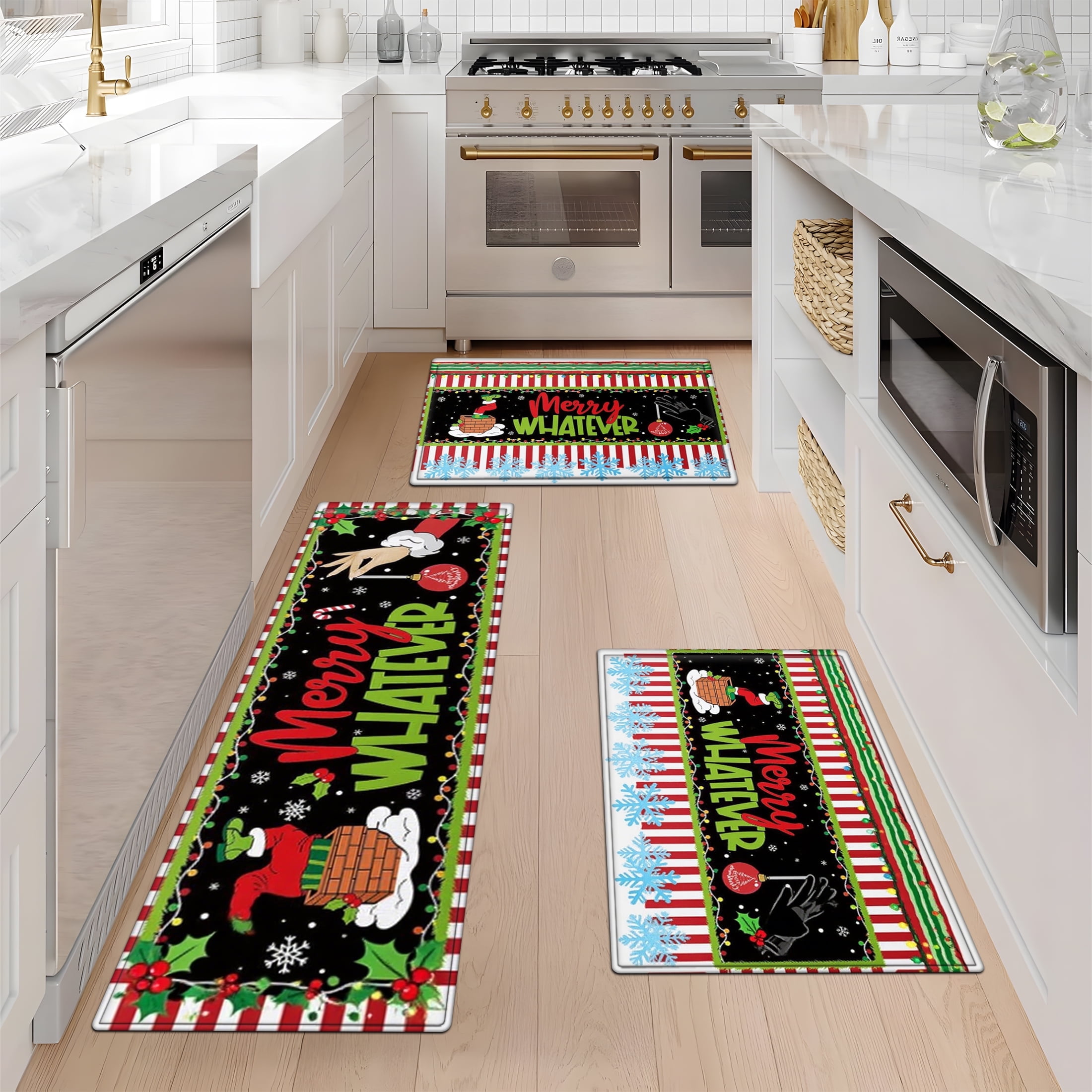 YIMEIS Merry Christmas Kitchen Mat Rug Set - Perfect for Kitchen ...