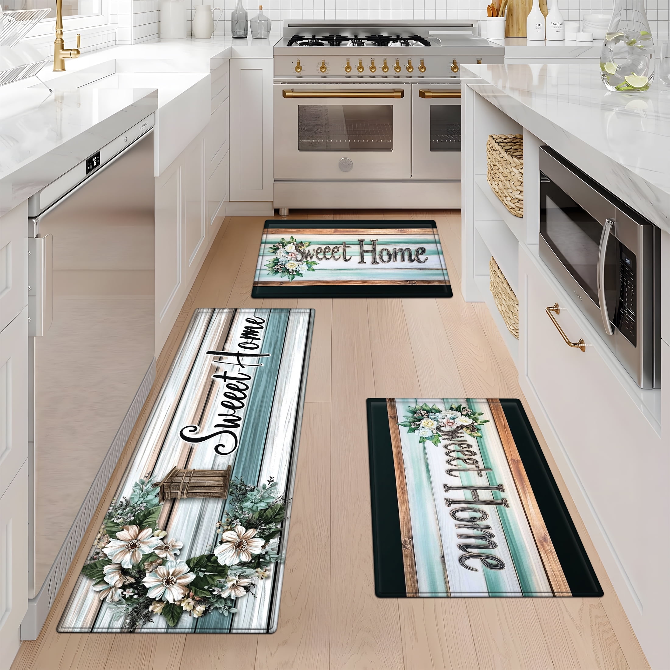 YIMEIS Warm home Kitchen Mat Rug Set - Perfect for Kitchen Counter, 16 ...