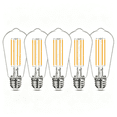 YIMILITE 5-Pack ST58 LED Bulbs, 6W (60W Equivalent), Warm White 2700K ...