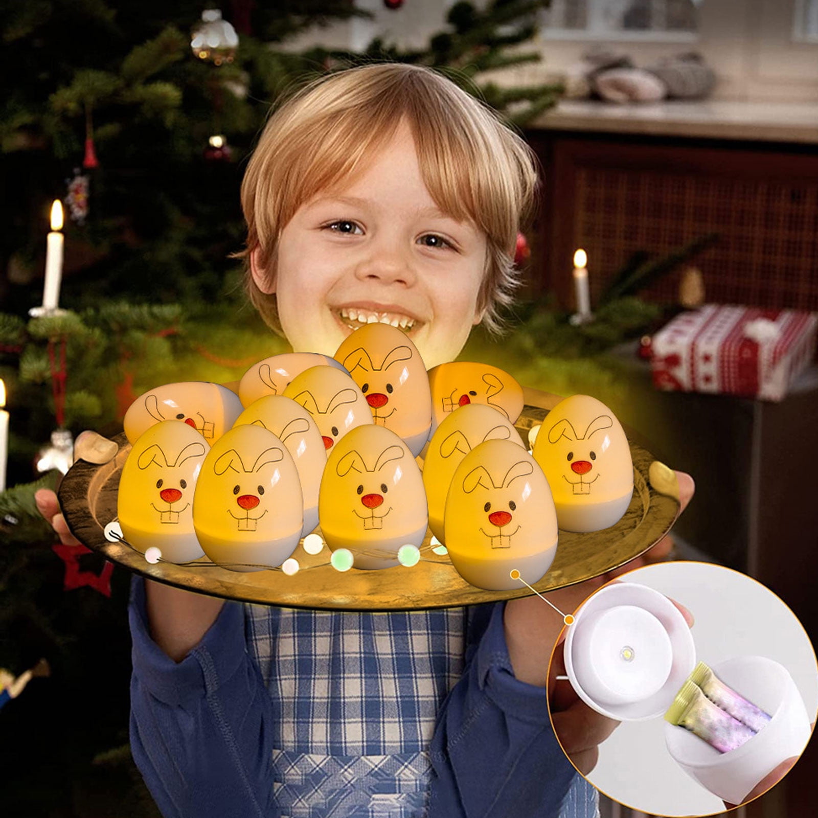 YIMWNYI 12pcs LED Easter Eggs, Fillable Glow Eggs with 4 LED Light ...