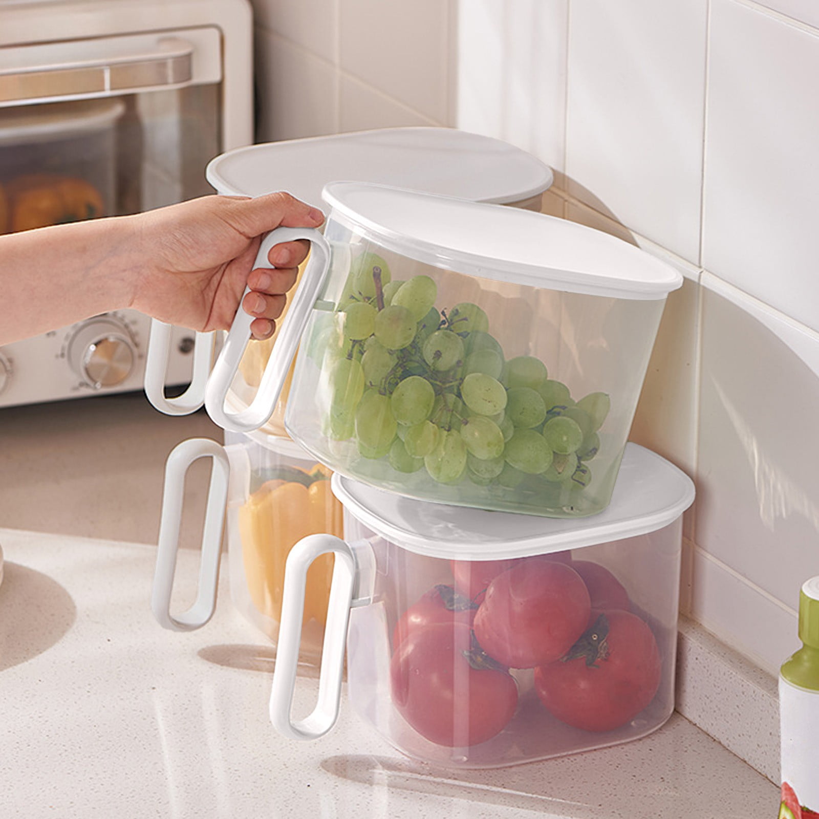 YIMWNYI 2.4 Liter Refrigerator Storage Box, Transparent Food Storage ...