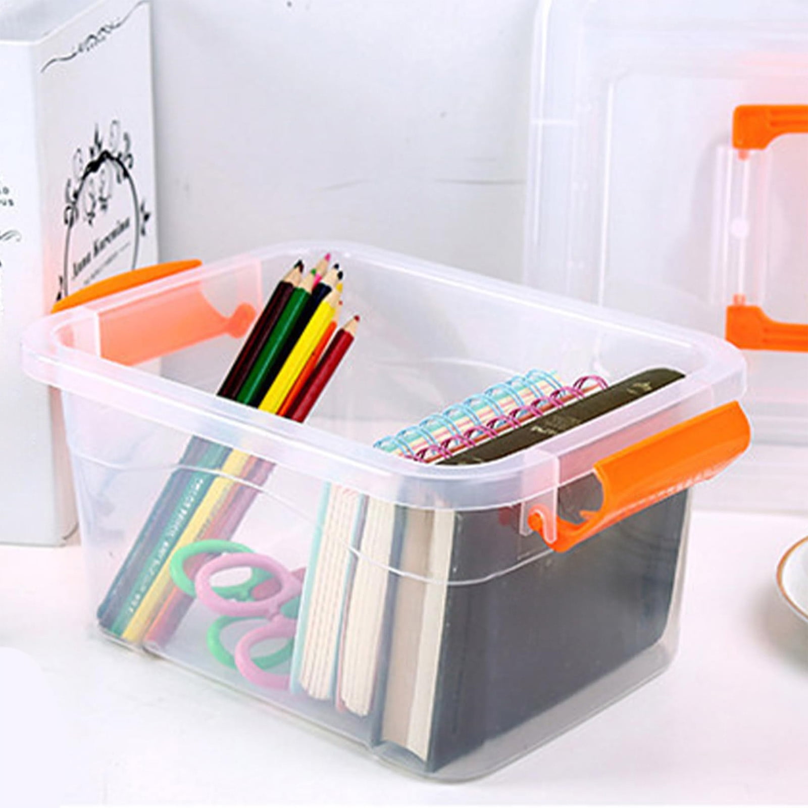 YIMWNYI 2pc Foldable Storage Boxes, Orange Plastic Closet Organizers ...