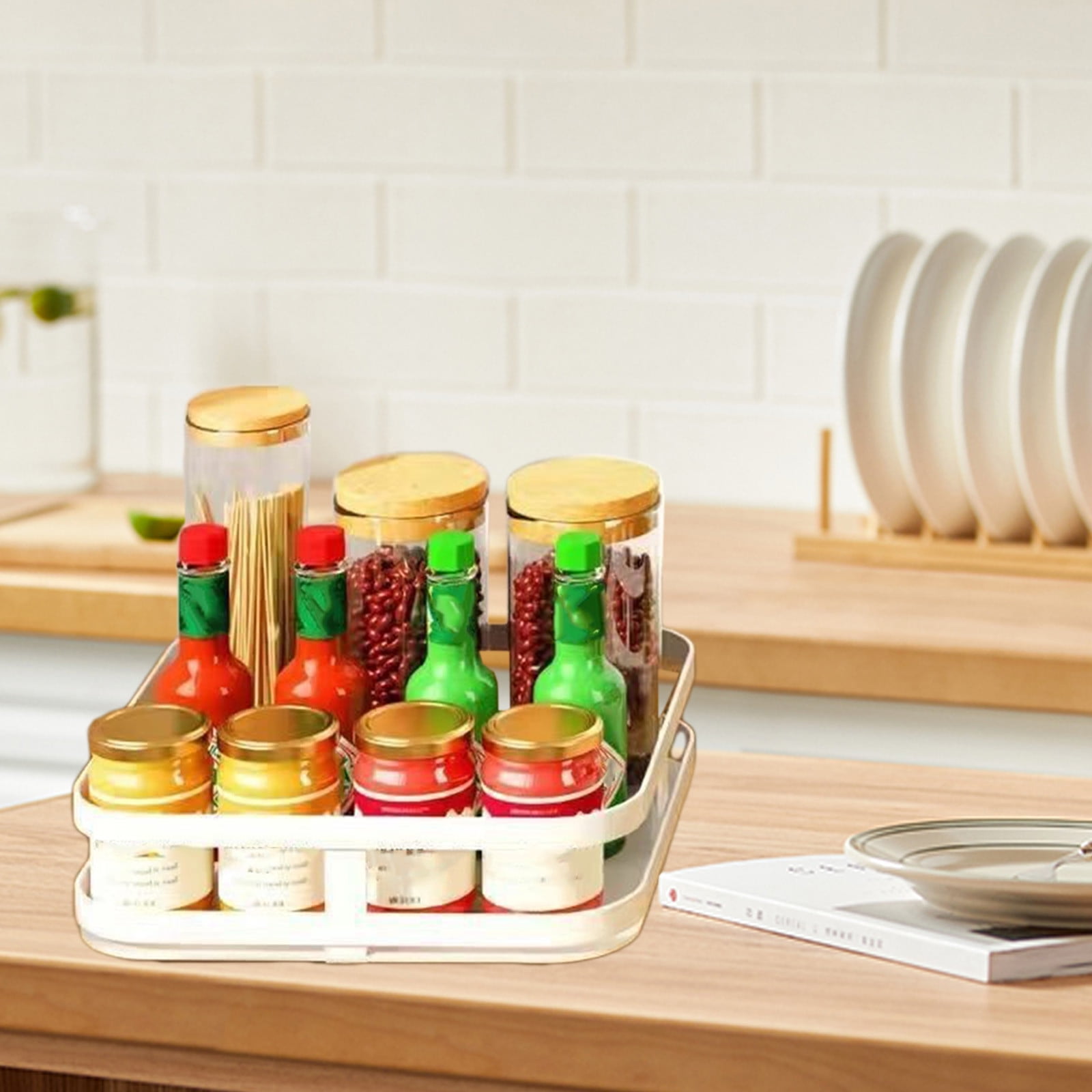 YIMWNYI 360 Degree Rotating Kitchen Spice Shelf, Spice Organizer ...
