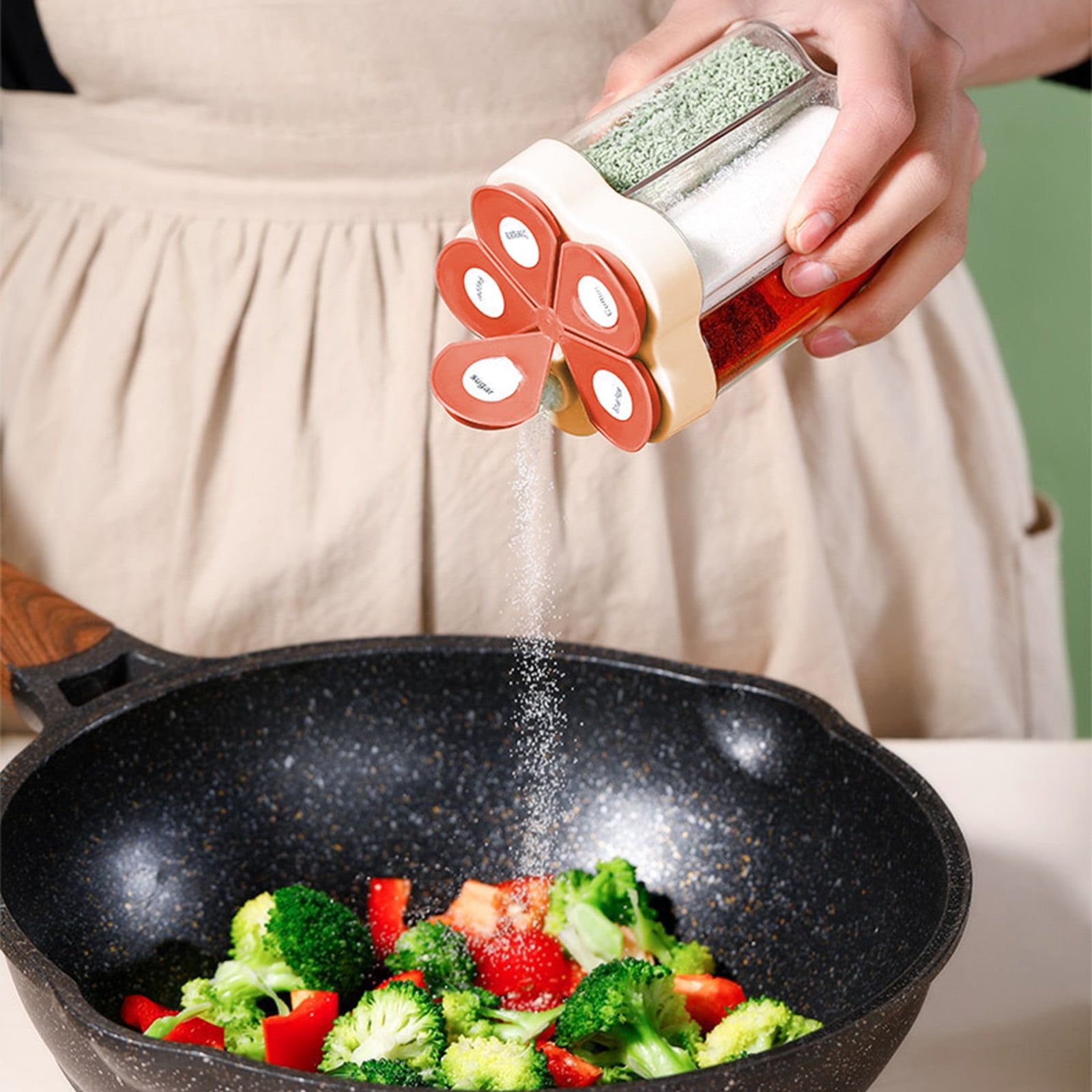 YIMWNYI 5-in-1 Spice Container and Pepper Shaker, Transparent Seasoning ...