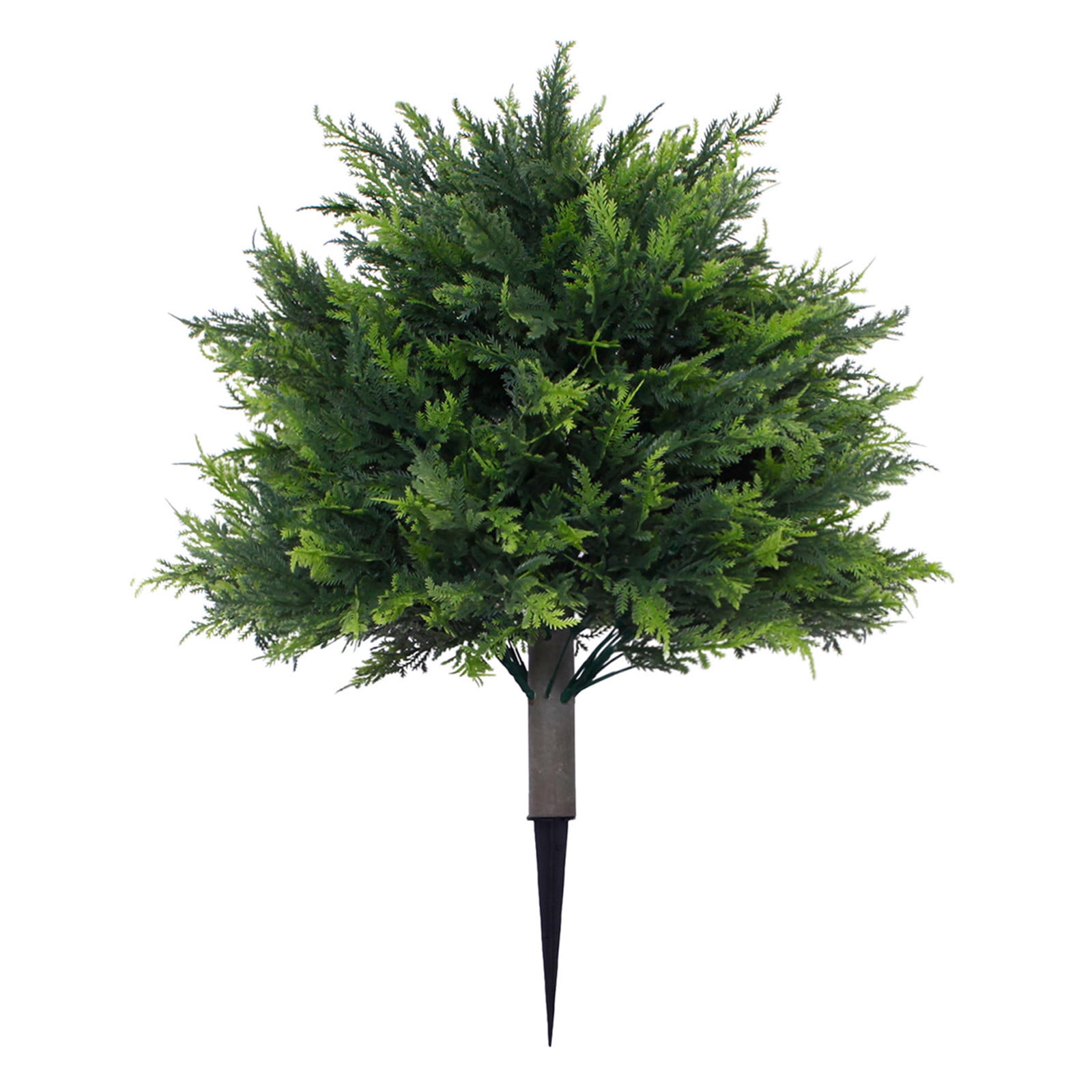 YIMWNYI Artificial Cedar Topiary Ball Tree with Ground Spike, Faux Green Shrubs for Outdoor ...