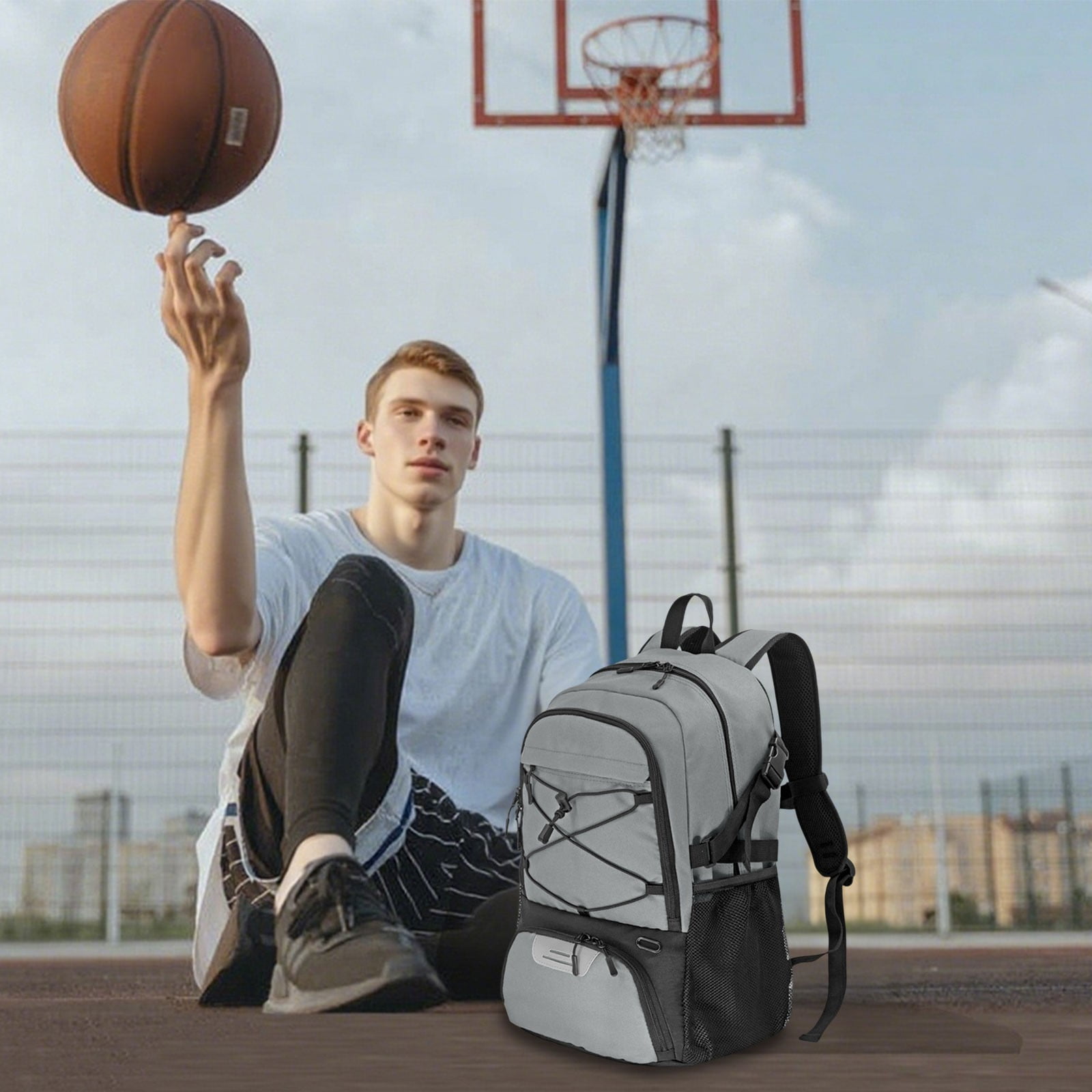 YIMWNYI Basketball Backpack Travel Computer Air Cushion Backpack with ...