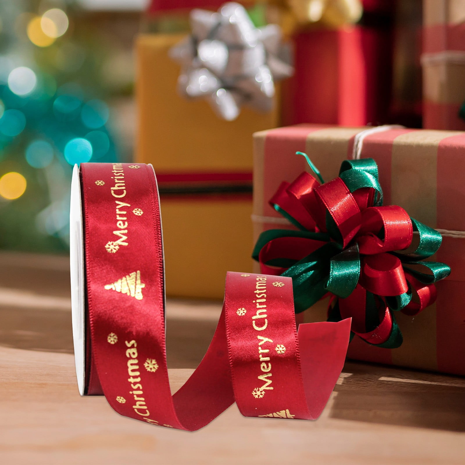 YIMWNYI Christmas Ribbon, Holiday Gift Wrapping Ribbon, Festive ...