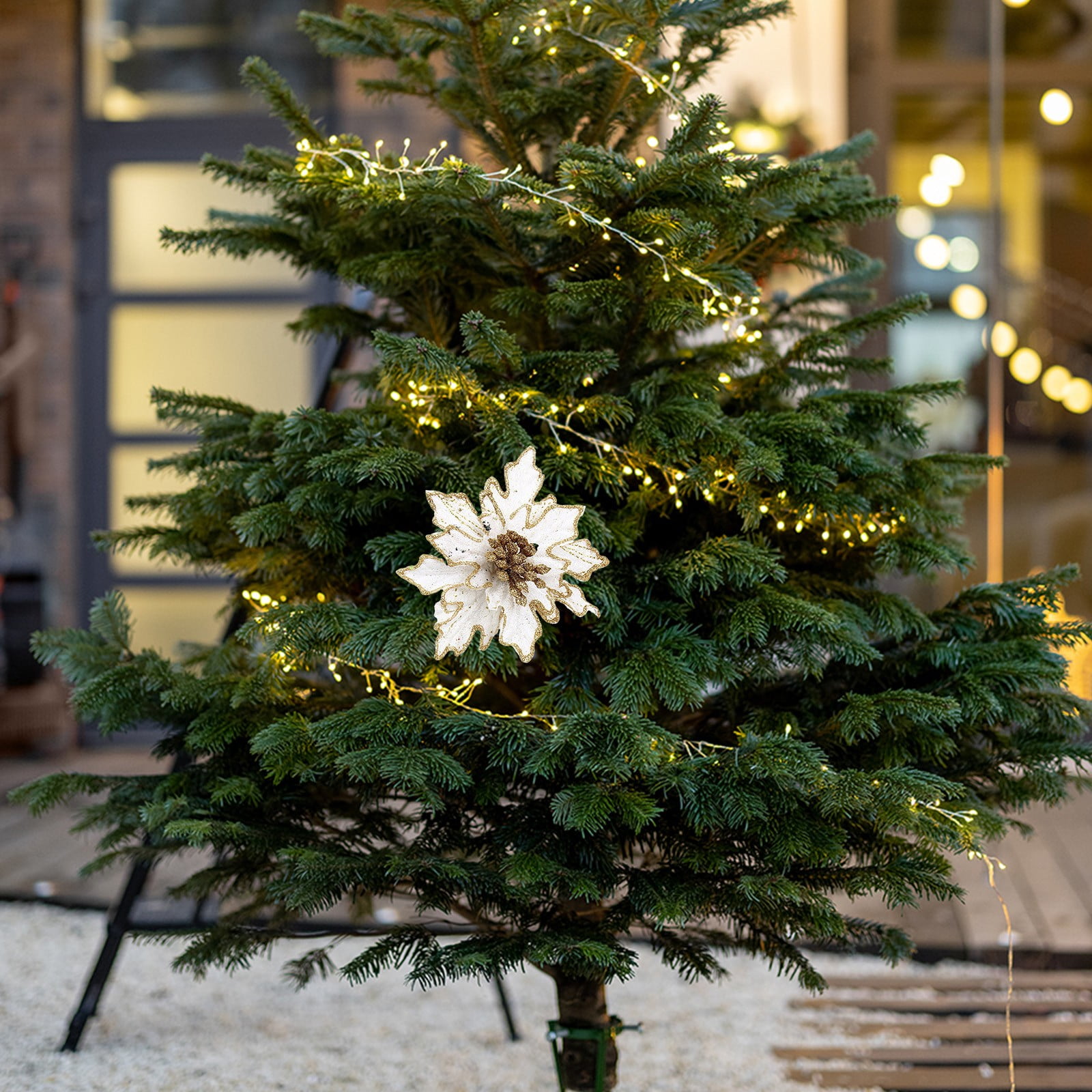 YIMWNYI Christmas Simulated Flowers, Decorative Flannel, Realistic ...
