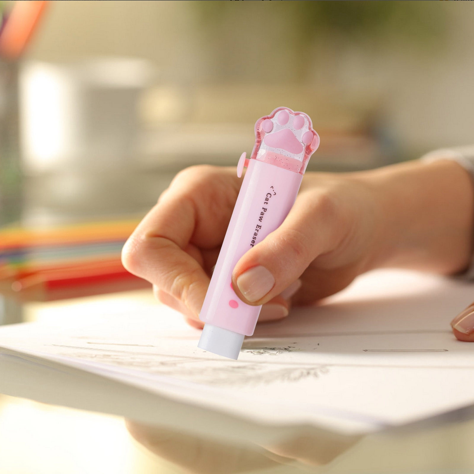 YIMWNYI Cute Cats Claw Rubber Eraser, Easy-to-Use Sliding Mechanism, No ...