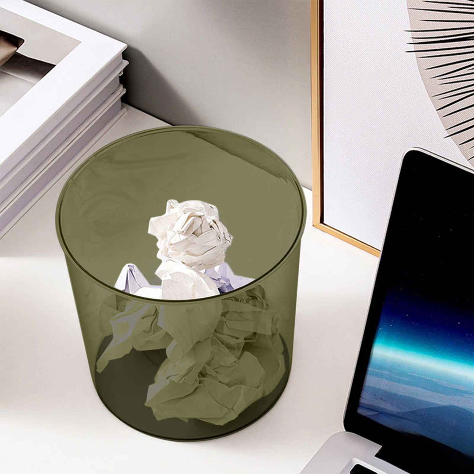 YIMWNYI Desktop Mini Trash Can, Clear Plastic Small Countertop Trash ...