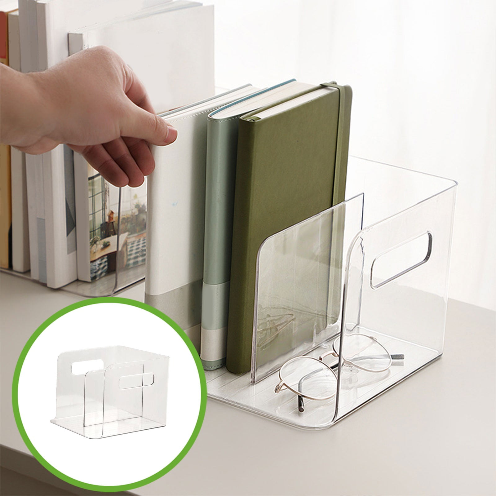 YIMWNYI Double Layered Bookshelf File Rack, Acrylic Desktop Organizer ...